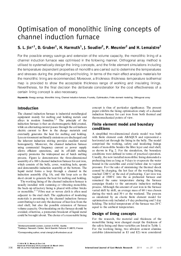 (PDF) Optimisation of monolithic lining concepts of channel induction ...