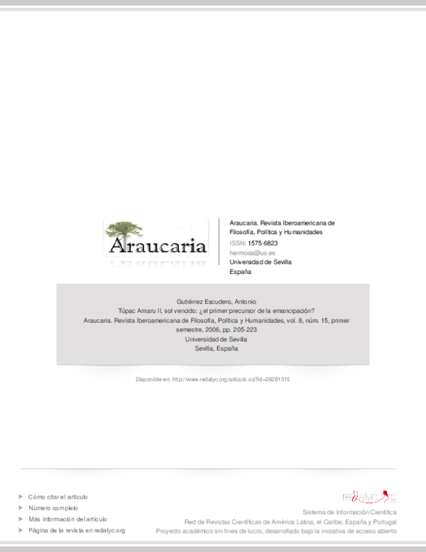 (PDF) Túpac Amaru II, sol vencido:¿ el primer precursor de la emancipación?