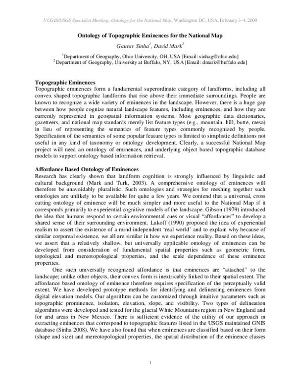 (PDF) Ontology of Topographic Eminences for the National Map