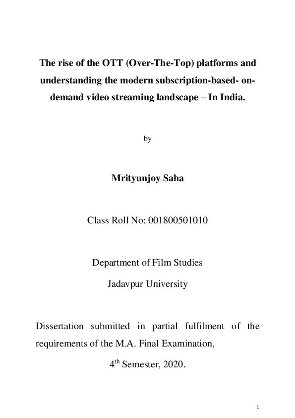 (PDF) The rise of the OTT (Over-The-Top) platforms and understanding ...