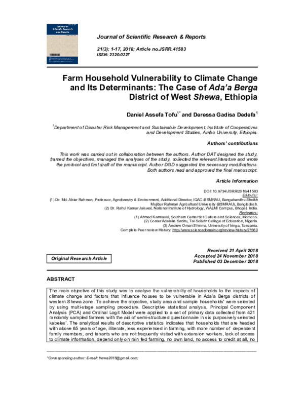 (PDF) Farm Household Vulnerability to Climate Change and Its ...