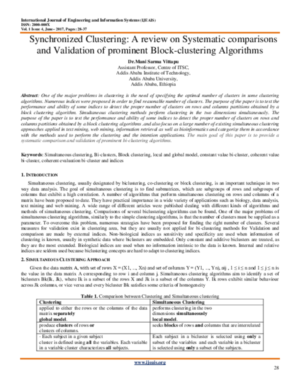 (PDF) Synchronized Clustering: A Review On Systematic Comparisons And Validation Of Prominent ...