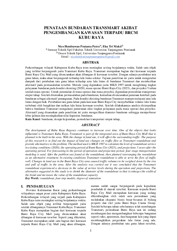 (PDF) Penataan Bundaran Transmart Akibat Pengembangan Kawasan Terpadu ...