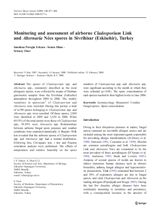 (PDF) Monitoring and assessment of airborne Cladosporium Link and ...