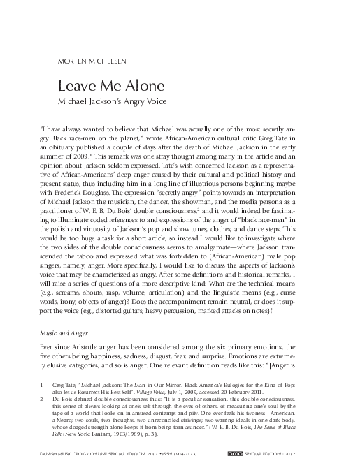 (PDF) Leave Me Alone:Michael Jackson’s Angry Voice