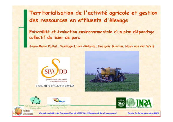 (PDF) Territorialisation de l'activité agricole et gestion des ressources en effluents d'élevage