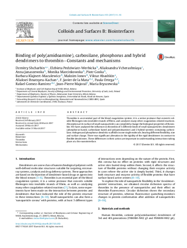 (PDF) Binding of poly(amidoamine), carbosilane, phosphorus and hybrid ...