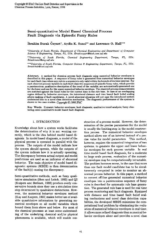 (PDF) Semi-Quantitative Model Based Chemical Process Fault Diagnosis via Episodic Fuzzy Rules ...