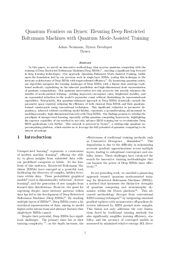 (PDF) Quantum Frontiers on Dynex: Elevating Deep Restricted Boltzmann Machines with Quantum Mode ...