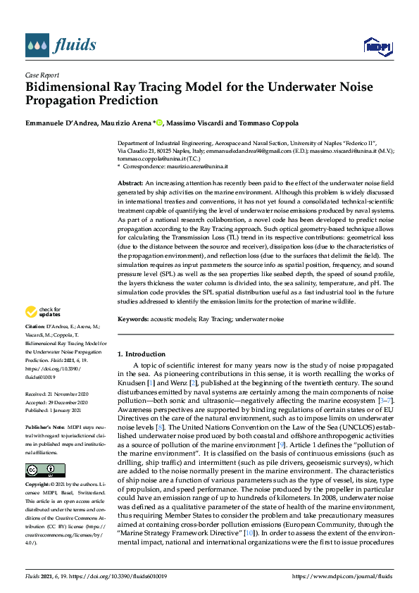 Pdf Bidimensional Ray Tracing Model For The Underwater Noise Propagation Prediction