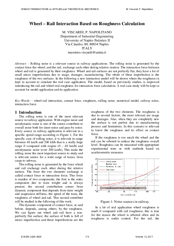 (PDF) Wheel – Rail Interaction Based on Roughness Calculation