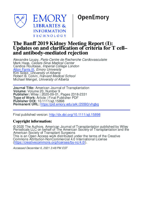 (PDF) The Banff 2019 Kidney Meeting Report (I): Updates on and ...
