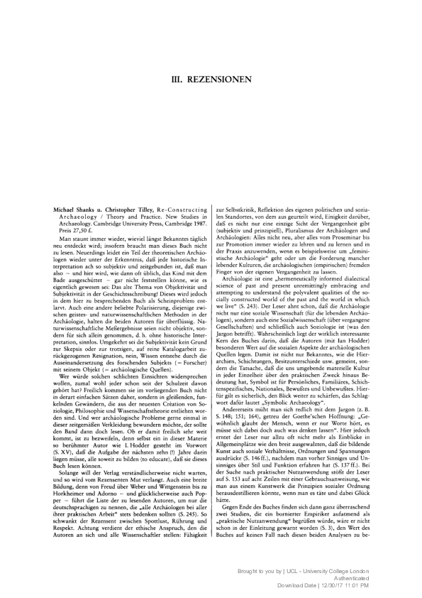 (PDF) Michael Shanks u. Christopher Tilley, Re-Constructing Archaeology ...