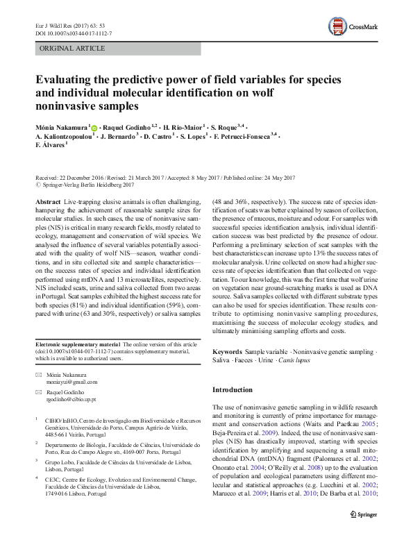 (PDF) Evaluating the predictive power of field variables for species ...