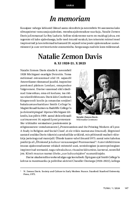 (PDF) In memoriam Natalie Zemon Davis & Emmanuel Le Roy Ladurie