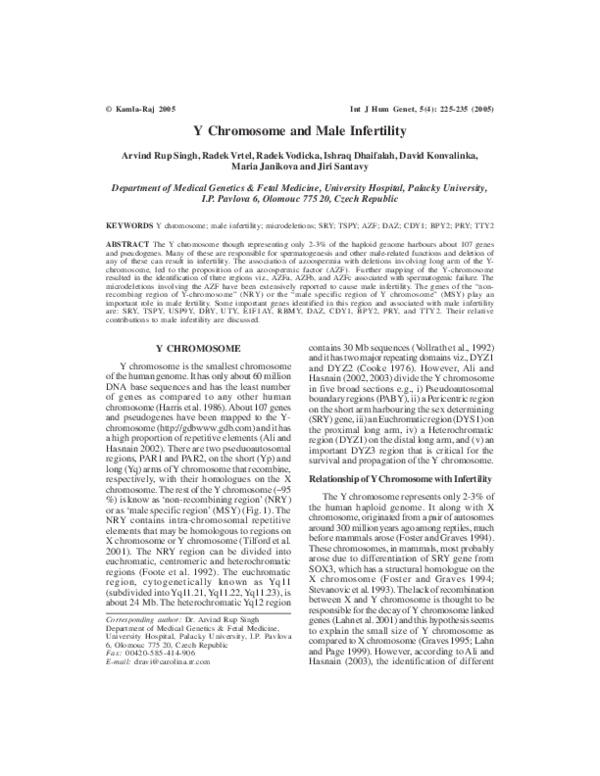 (PDF) Y Chromosome and Male Infertility