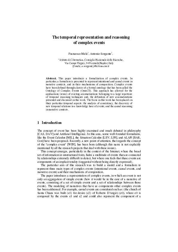 (PDF) The temporal representation and reasoning of