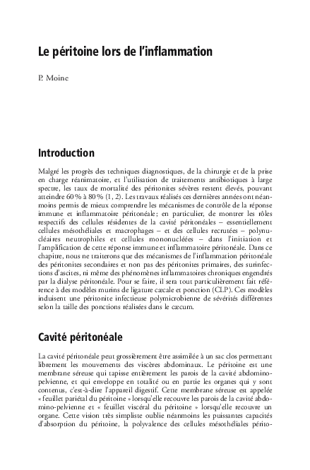 (PDF) Le péritoine lors de l’inflammation