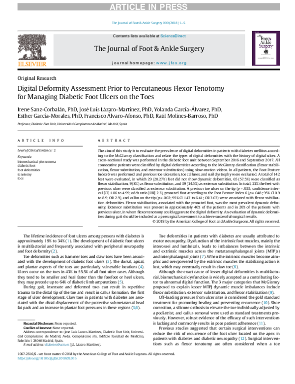 Digital Deformity Assessment Prior to Percutaneous Flexor Tenotomy for ...