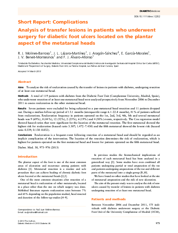 (PDF) Analysis of transfer lesions in patients who underwent surgery ...