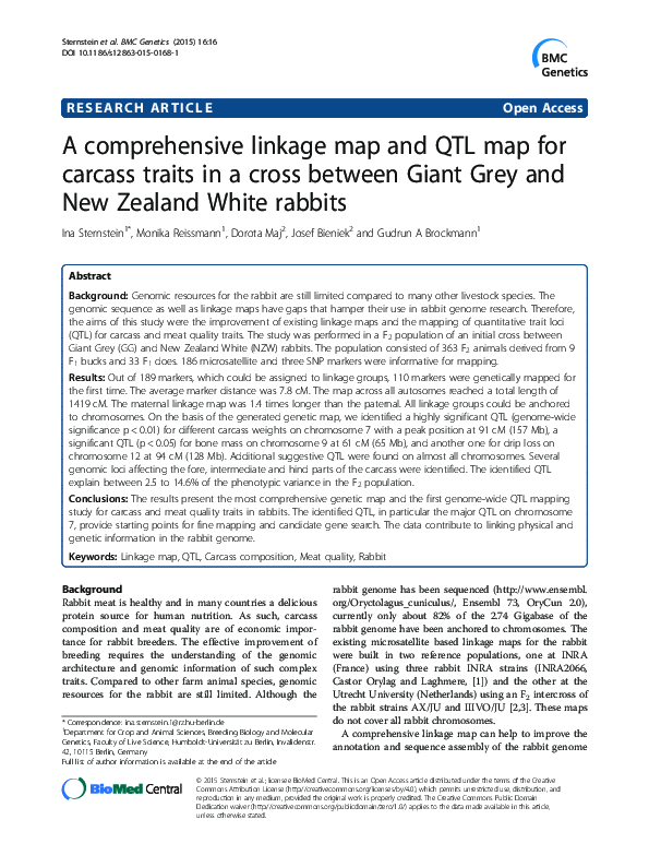 (PDF) A comprehensive linkage map and QTL map for carcass traits in a ...