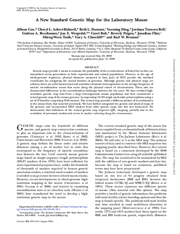 (PDF) A New Standard Genetic Map for the Laboratory Mouse
