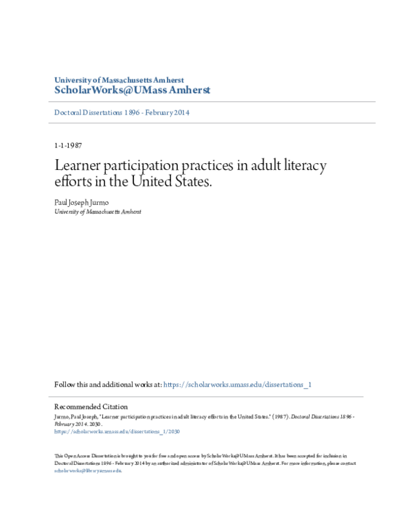 (PDF) Learner participation practices in adult literacy efforts in the ...