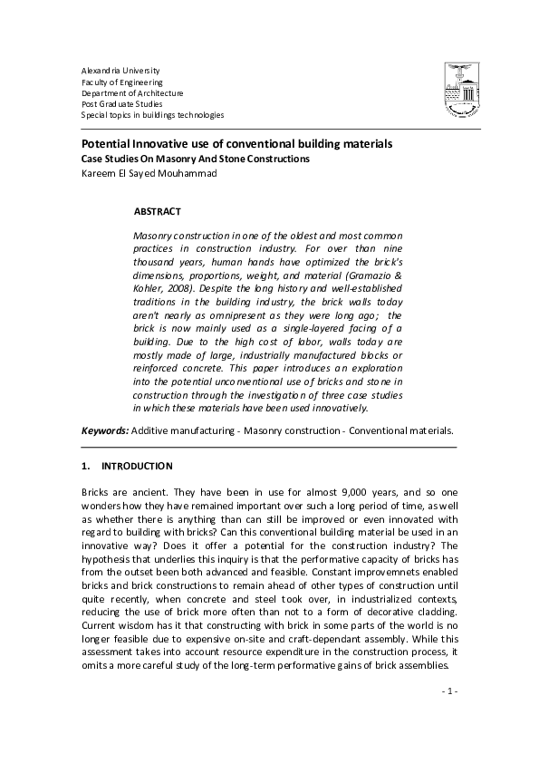 (PDF) Innovative use of conventional materials
