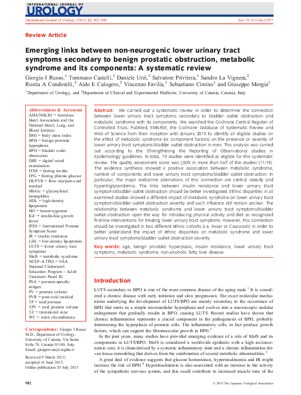 (PDF) Emerging links between non-neurogenic lower urinary tract ...