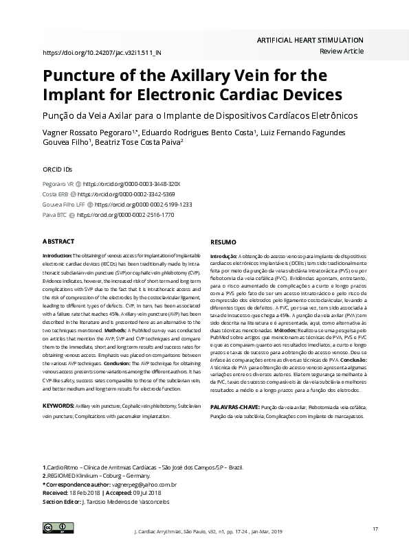 (PDF) Puncture of the Axillary Vein for the Implant for Electronic ...