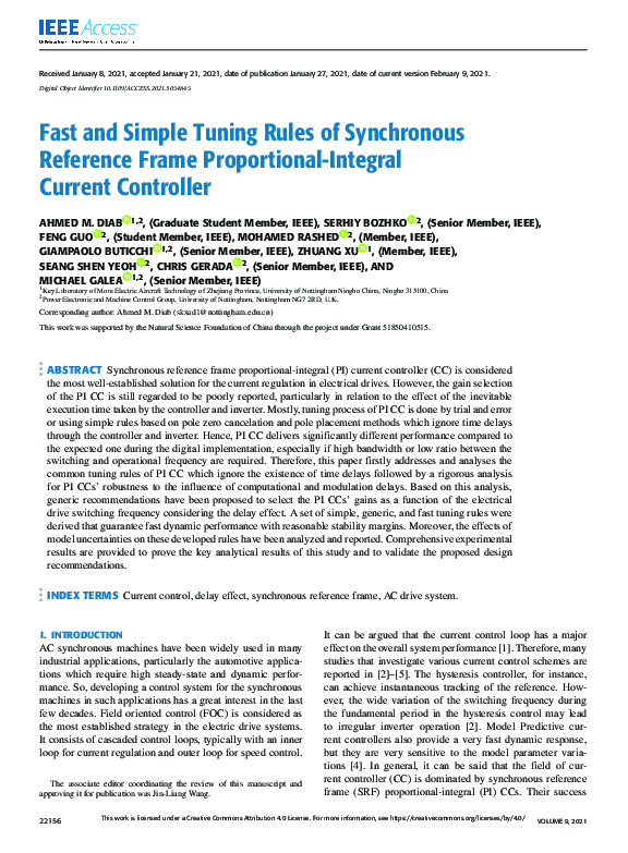 Pdf Fast And Simple Tuning Rules Of Synchronous Reference Frame Proportional Integral Current