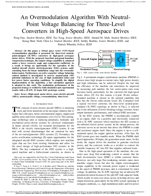 Pdf An Overmodulation Algorithm With Neutral Point Voltage Balancing For Three Level