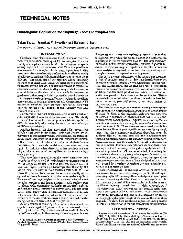 (PDF) Rectangular capillaries for capillary zone electrophoresis