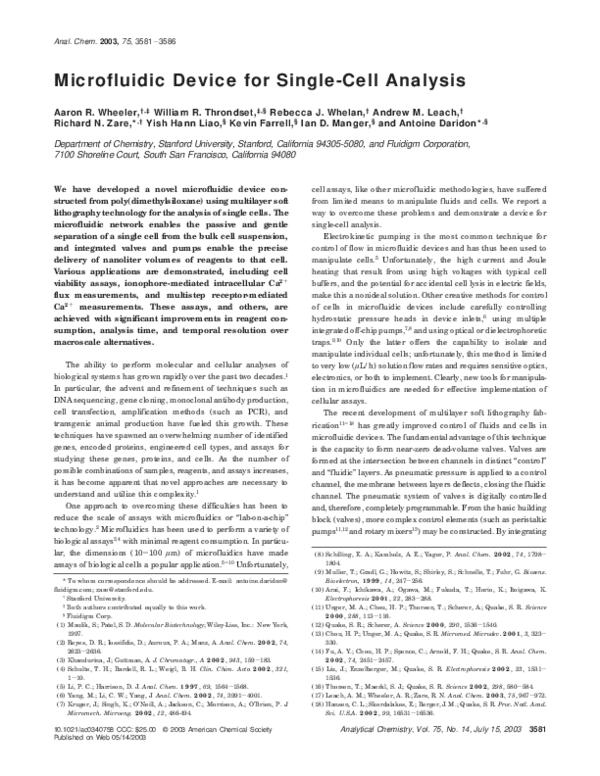 (PDF) Microfluidic Device for Single-Cell Analysis