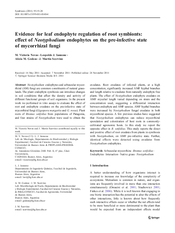 (PDF) Evidence for leaf endophyte regulation of root symbionts: effect ...