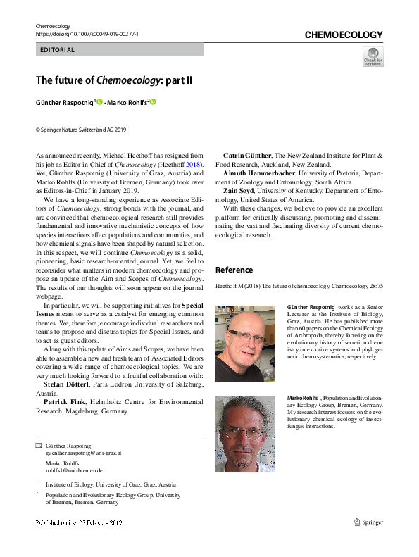 (PDF) The future of Chemoecology: part II