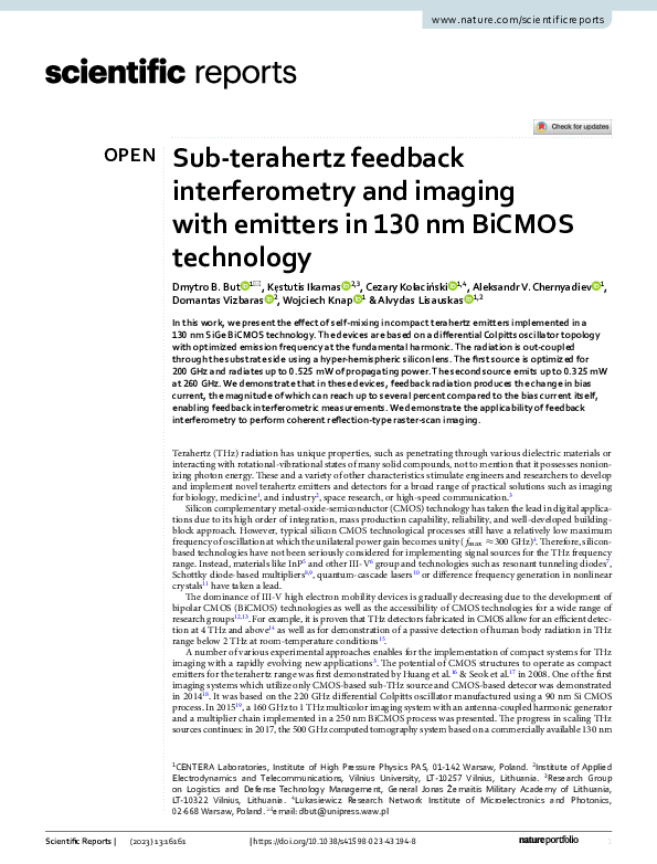 (PDF) Self-Mixing Interferometry with 130 nm BiCMOS Terahertz Emitters