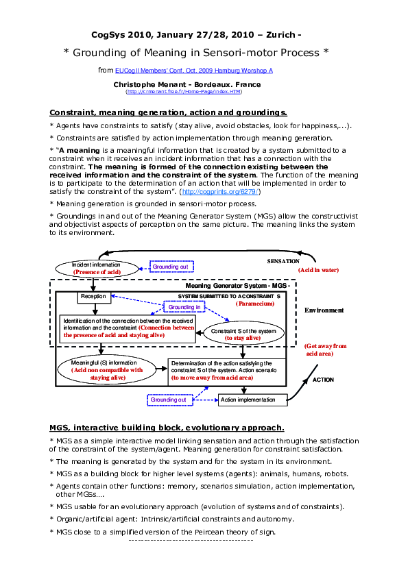 (PDF) Grounding of Meaning in Sensori-Motor Process