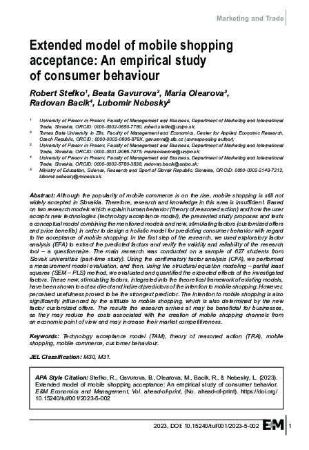 (PDF) Extended model of mobile shopping acceptance: An empirical study of consumer behaviour