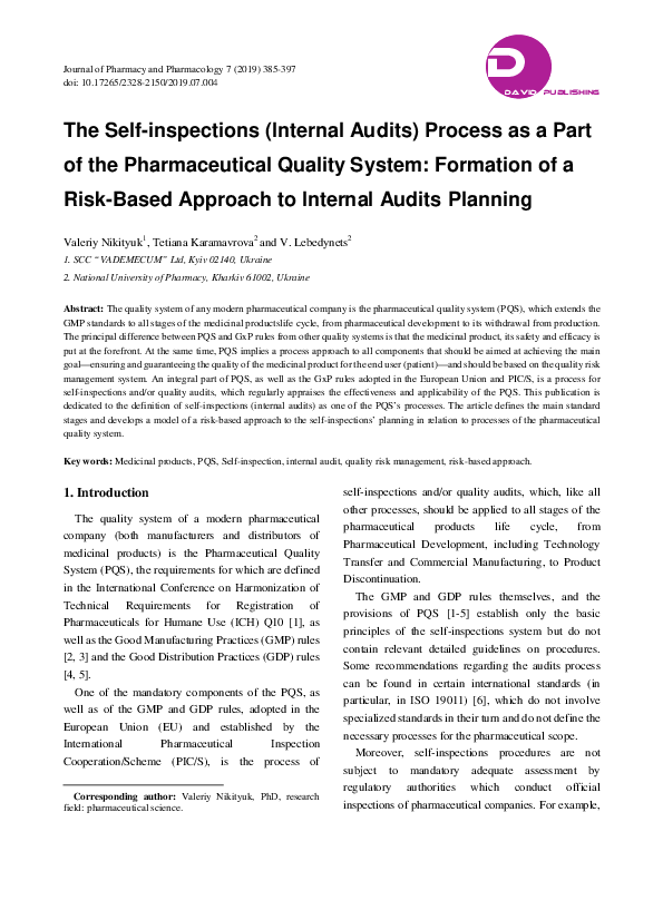 (PDF) Internal quality audits