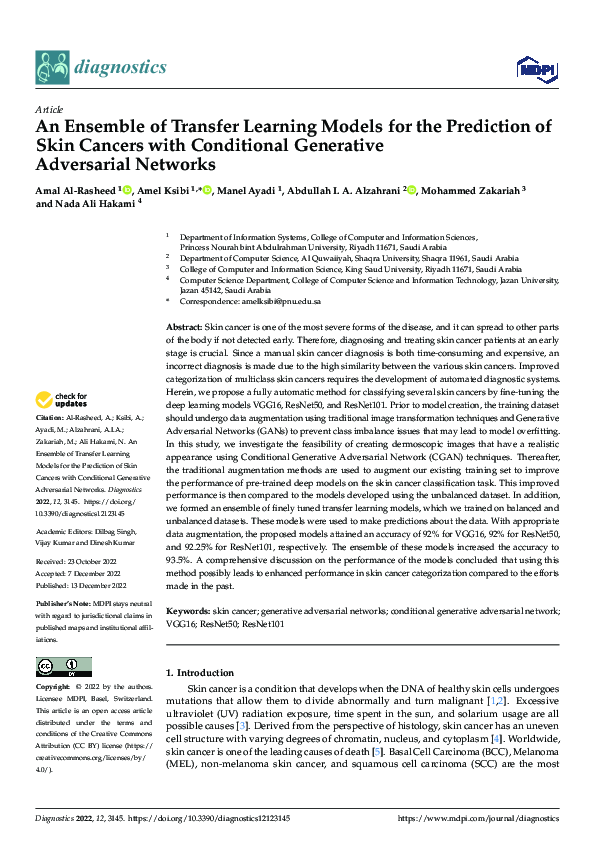 (PDF) An Ensemble of Transfer Learning Models for the Prediction of Skin Cancers with ...