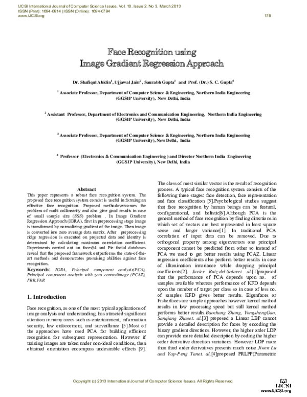 Pdf Face Recognition Using Image Gradient Regression Approach 7121