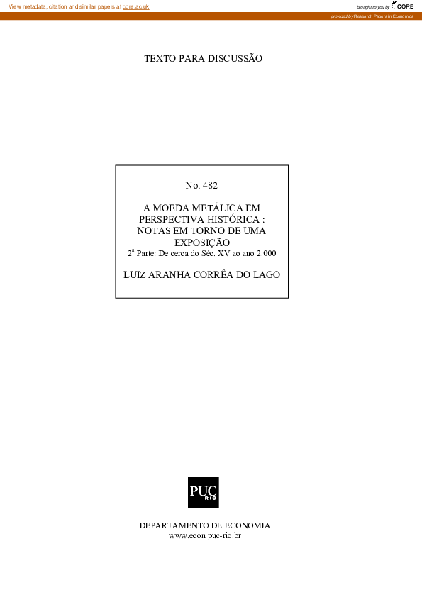 (PDF) A moeda metálica em perspectiva histórica: notas em torno de uma ...