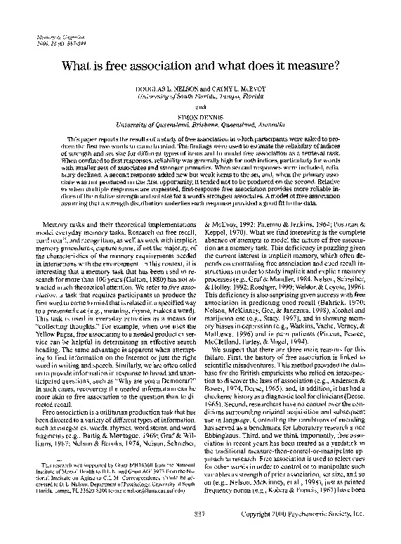 (PDF) What is free association and what does it measure?