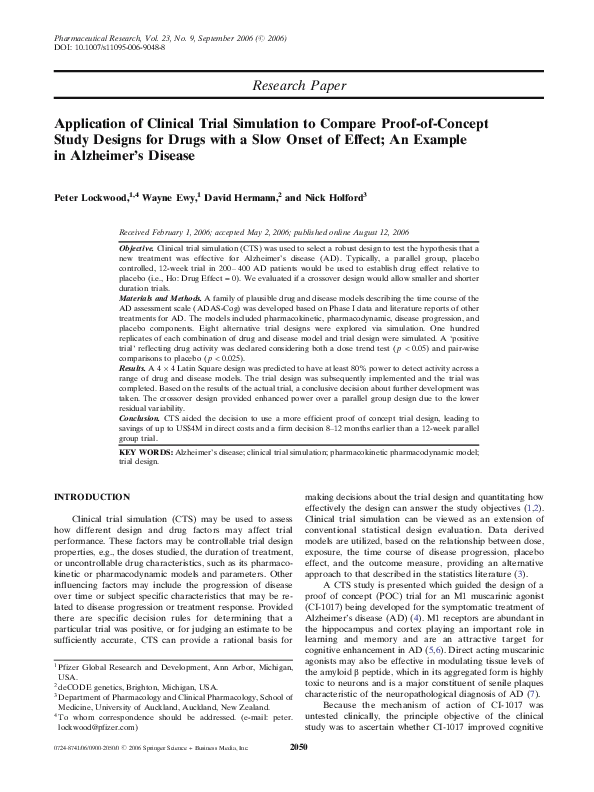 (PDF) Application of Clinical Trial Simulation to Compare Proof-of ...