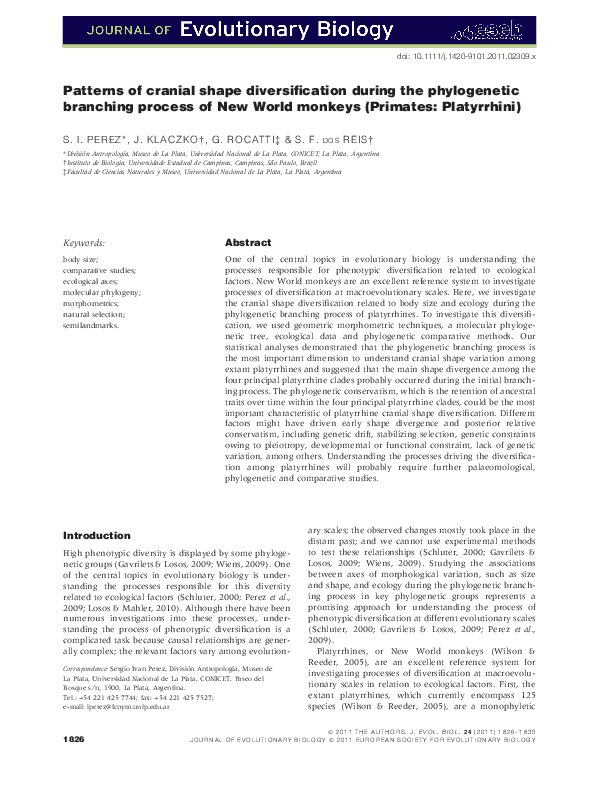 (PDF) Cranial Shape Diversification in New World Monkeys