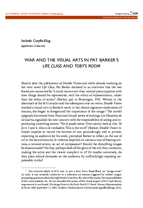 (PDF) War and the visual arts in Pat Barker's "Life class" and "Toby's room