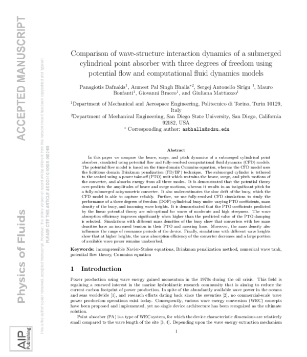 (PDF) Comparison of wave–structure interaction dynamics of a submerged cylindrical point ...