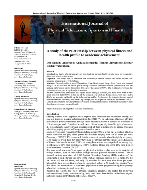 (PDF) A study of the relationship between physical fitness and health ...