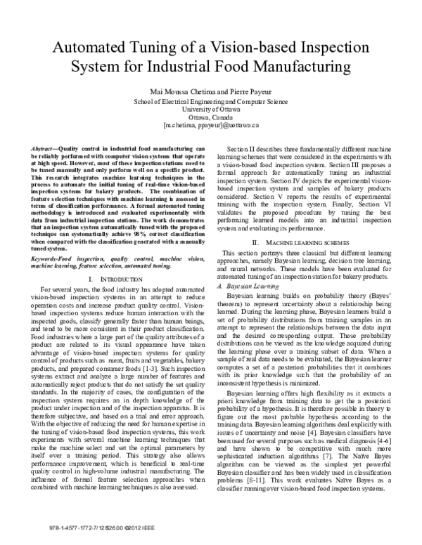 (PDF) Automated tuning of a vision-based inspection system for ...